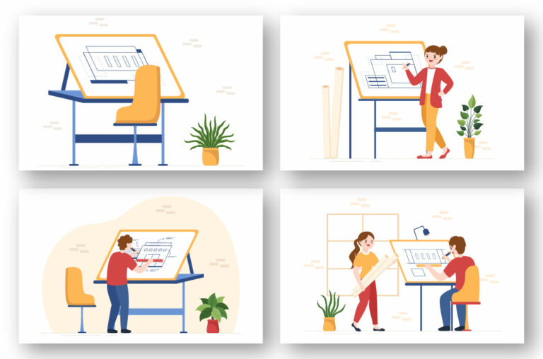 10 Drafting Working Illustration - MasterBundles