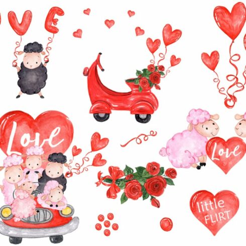 Valentine's Day Cute Sheep Clipart | MasterBundles