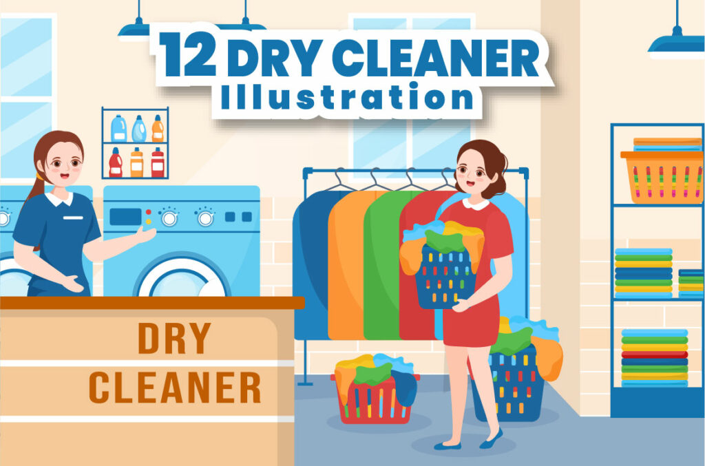 12 Dry Cleaning Store Service Illustration - MasterBundles