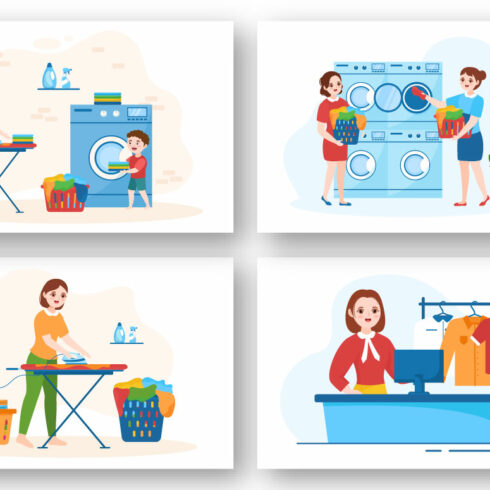12 Dry Cleaning Store Service Illustration | MasterBundles
