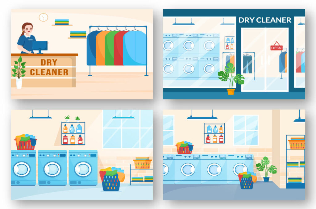 12 Dry Cleaning Store Service Illustration - MasterBundles
