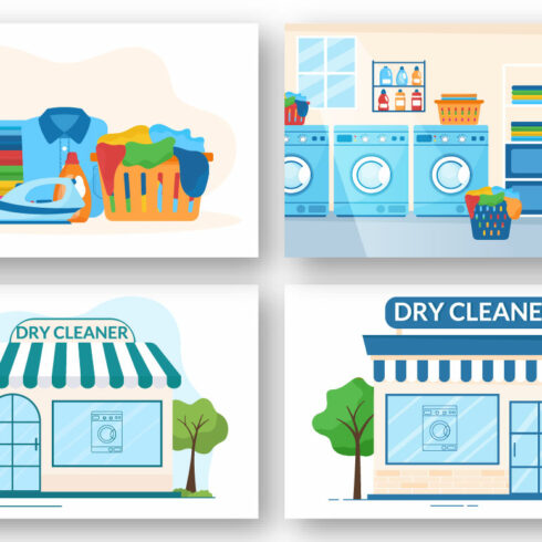 12 Dry Cleaning Store Service Illustration | MasterBundles