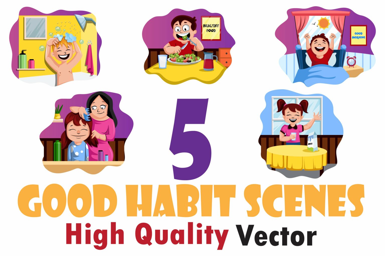 5 Good Habit Scenes Illustrations – MasterBundles
