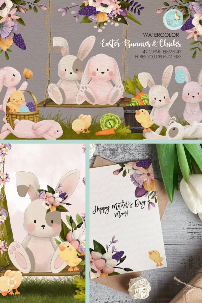Easter Bunnies And Chicks – MasterBundles