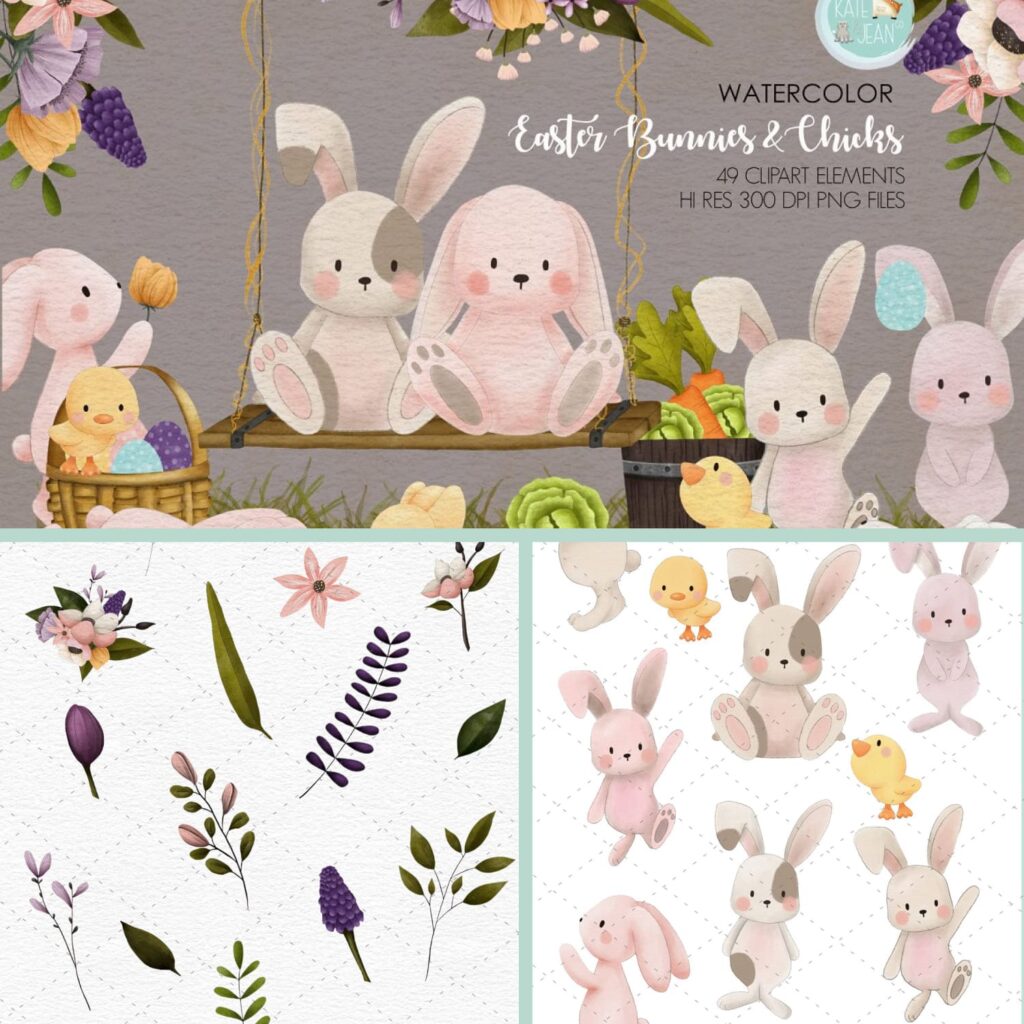 Easter Bunnies And Chicks – MasterBundles