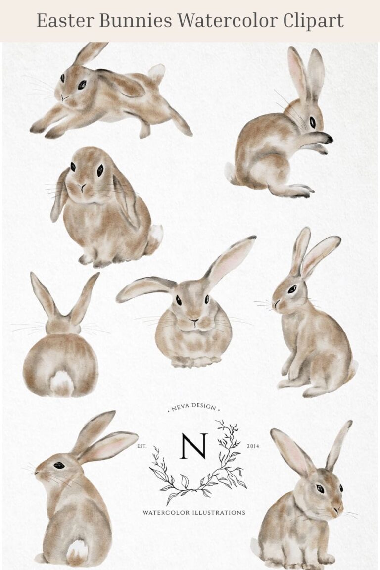 Easter Bunnies Watercolor Clipart – MasterBundles