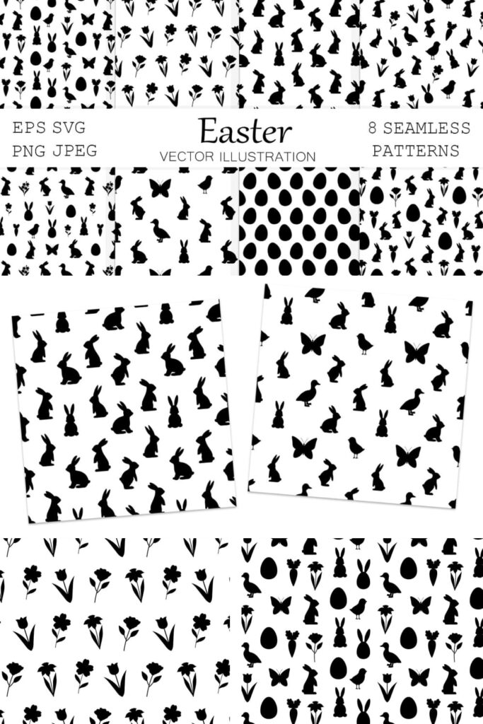 Easter Silhouette Pattern. Bunny SVG – MasterBundles
