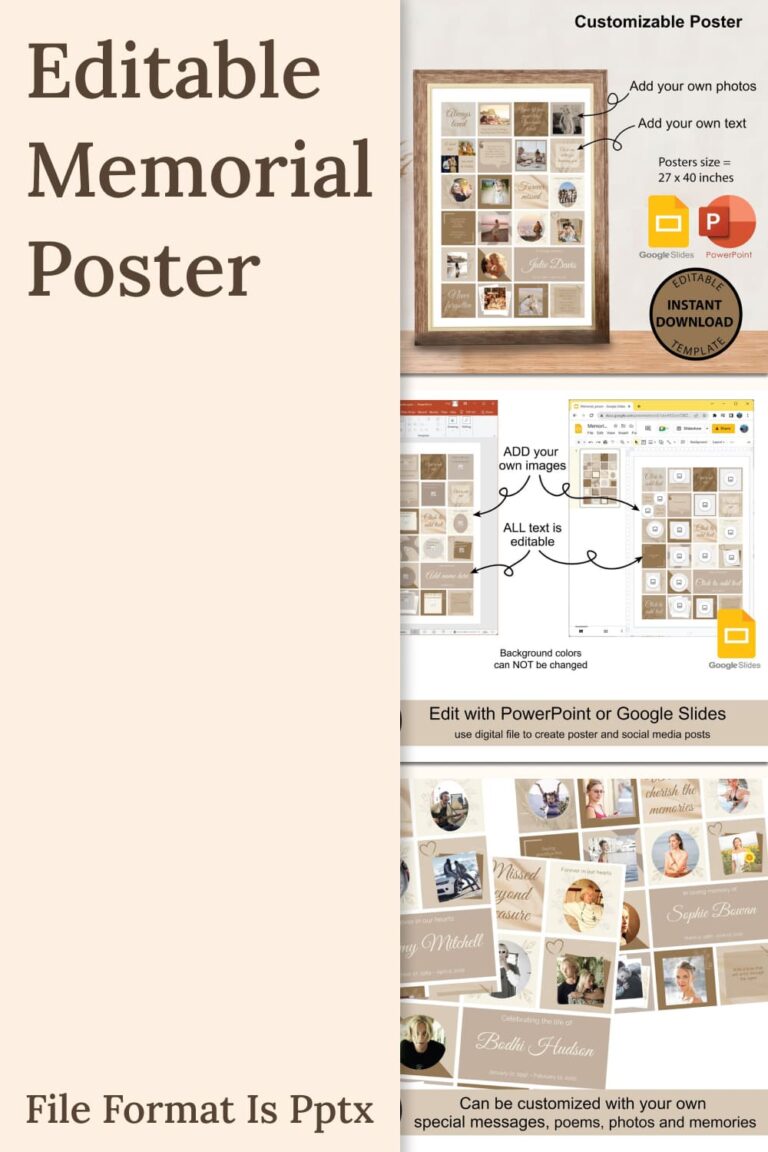 Editable Memorial Poster, Celebration Of Life Funeral Sign Powerpoint ...