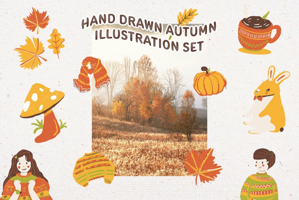 Hand Drawn Autumn Illustration Set – MasterBundles