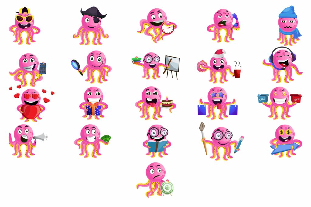 21X Octopus Character Illustrations – MasterBundles