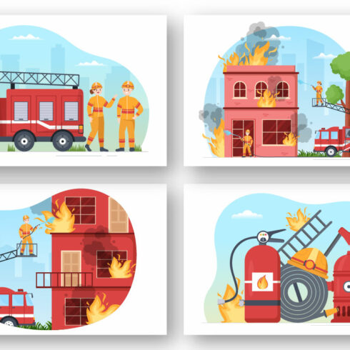 11 Fire Department or Firefighter Illustration | MasterBundles