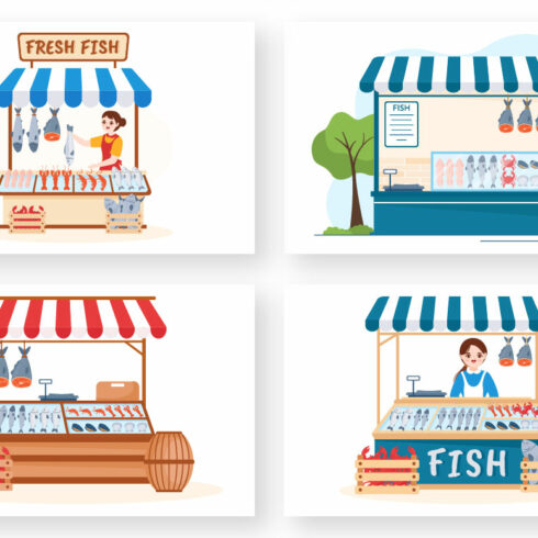 10 Fish Store Design Illustration - MasterBundles