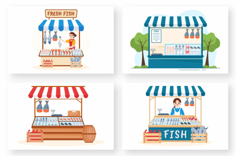10 Fish Store Design Illustration - MasterBundles