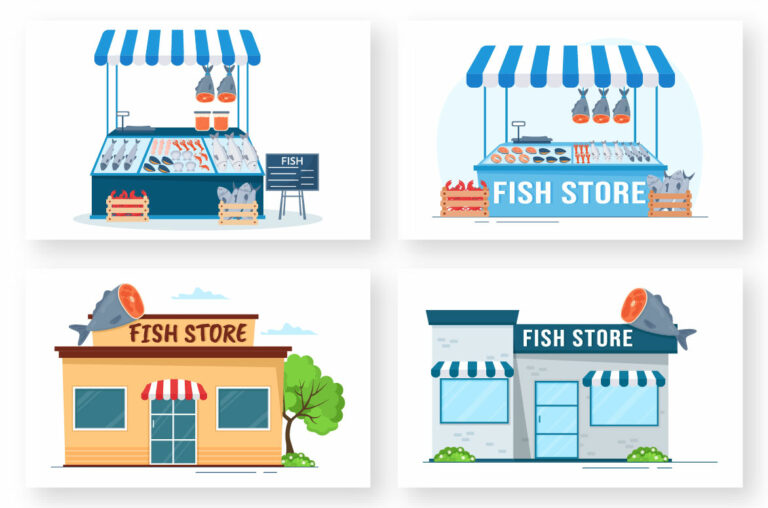10 Fish Store Design Illustration - MasterBundles