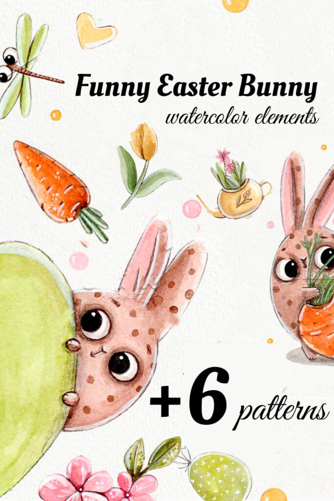Funny Easter Bunny Set +6 Patterns – MasterBundles