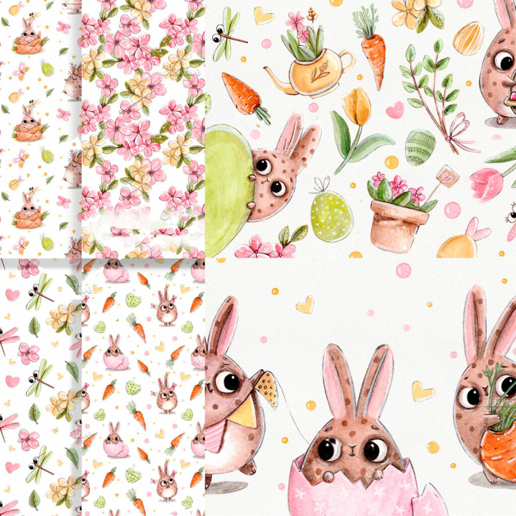 Funny Easter Bunny Set +6 Patterns – MasterBundles