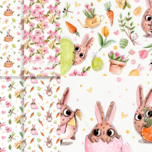 Funny Easter Bunny Set +6 Patterns – MasterBundles