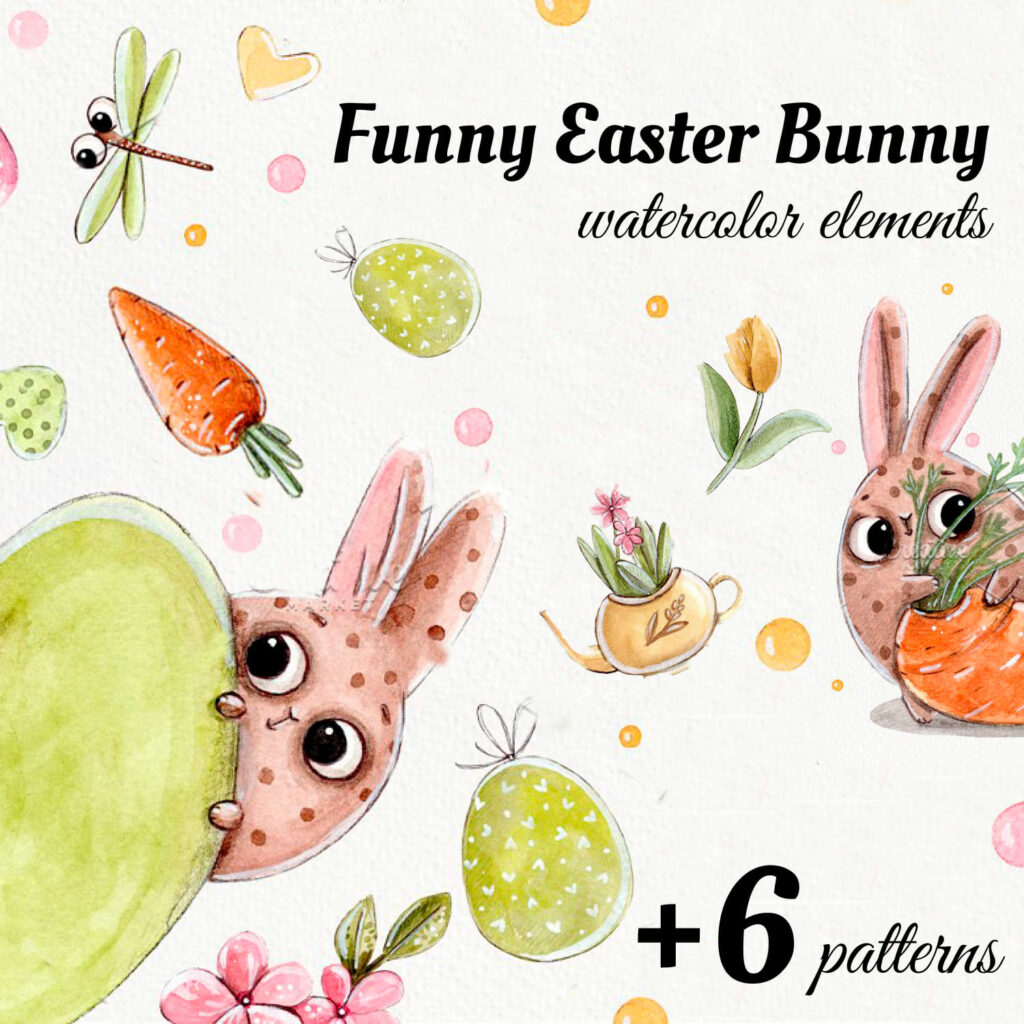 Funny Easter Bunny Set +6 Patterns – MasterBundles