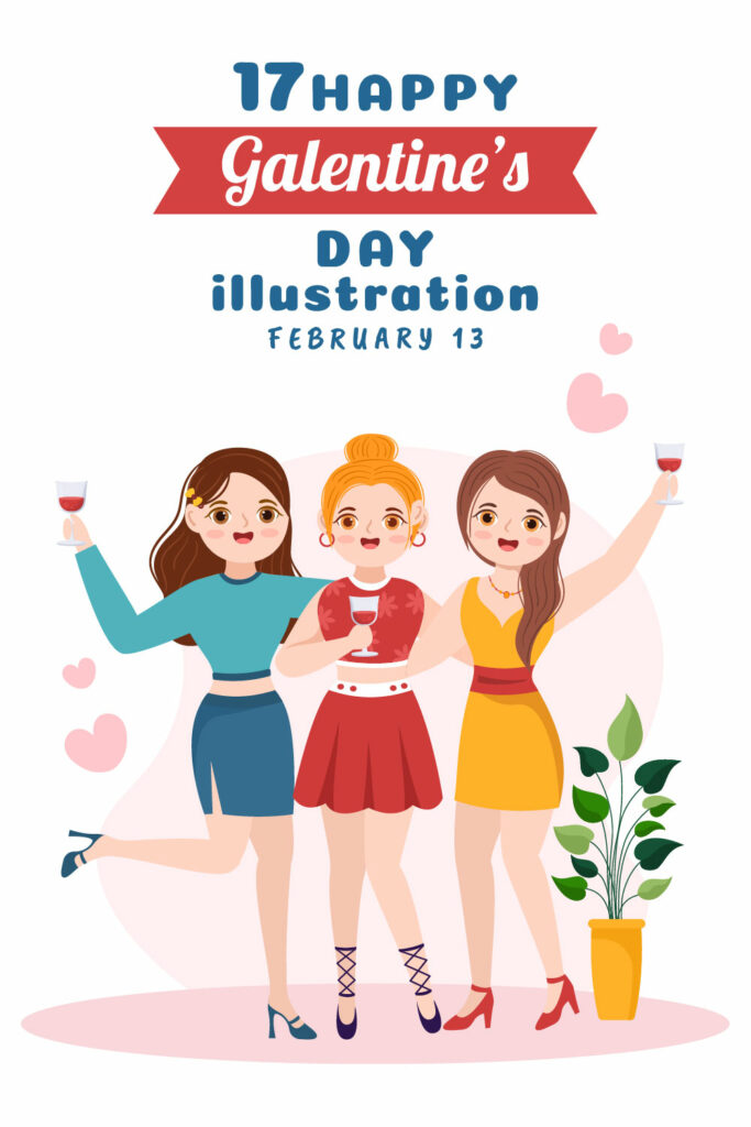 17 Happy Galentines Day Illustration - MasterBundles