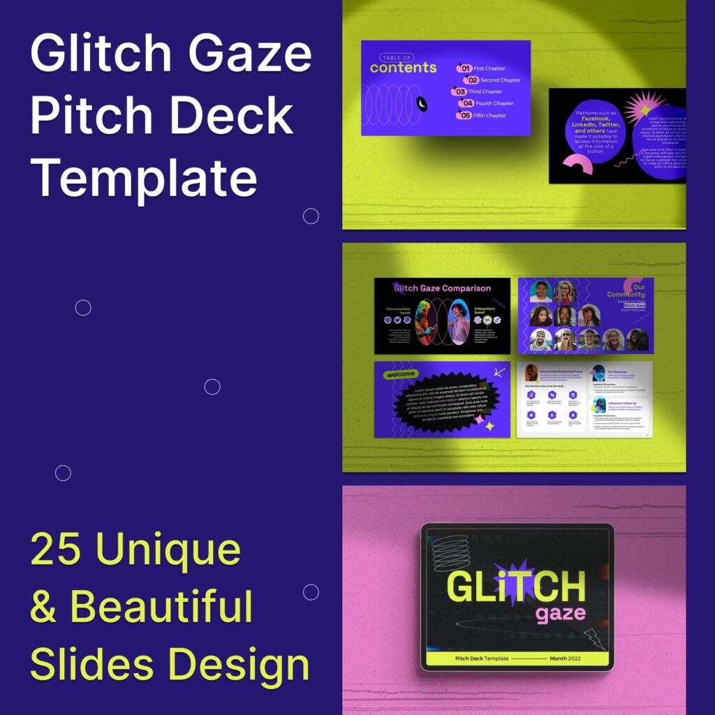 Glitch Gaze Pitch Deck Template – MasterBundles