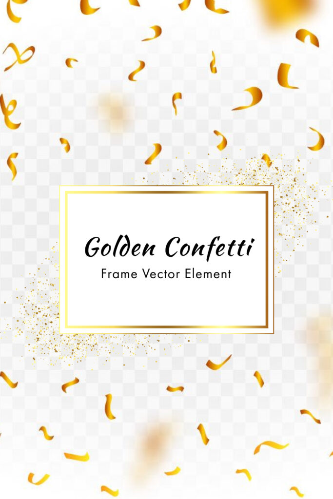 Golden Confetti Frame Vector Element – MasterBundles