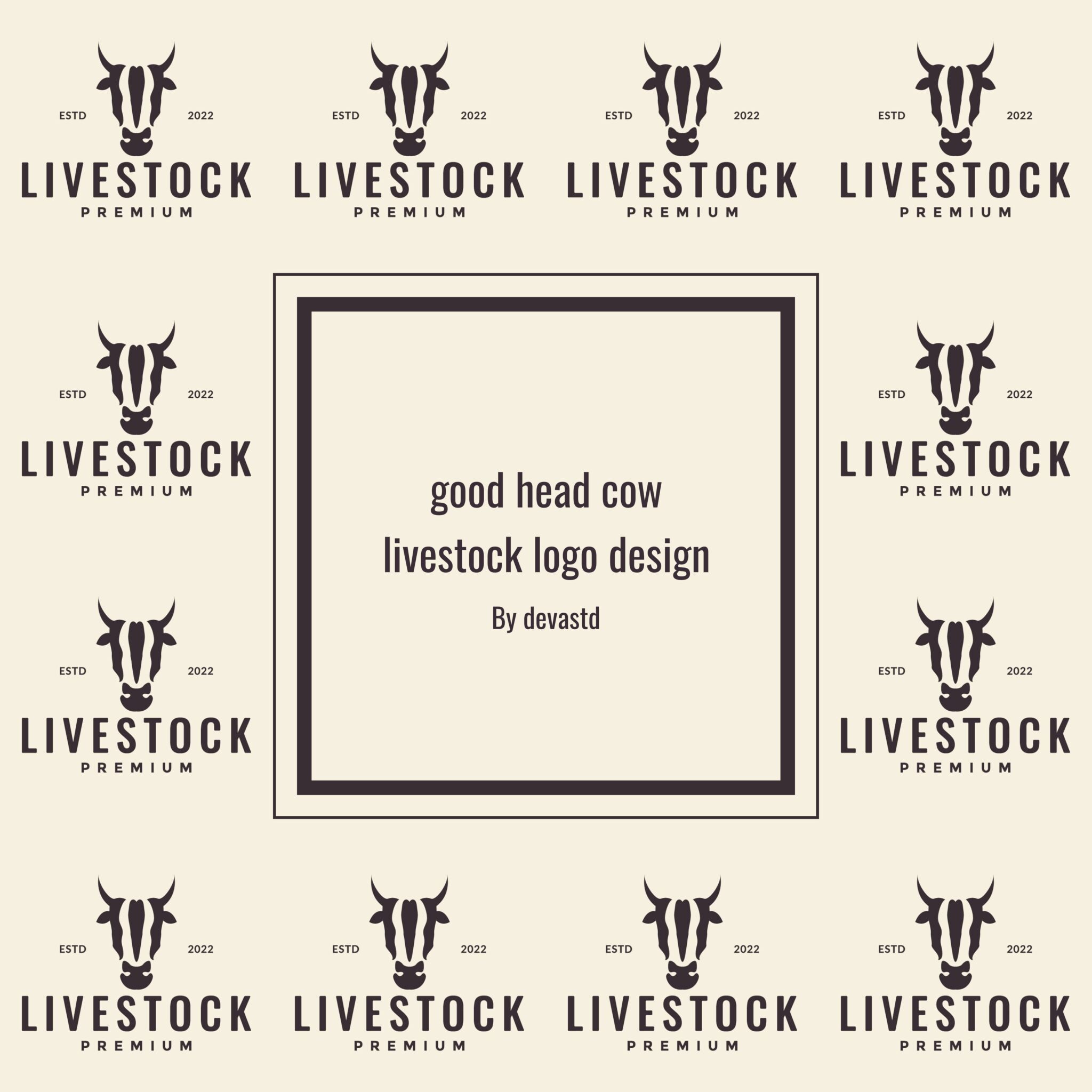 Simple Head Cows Badge Vintage Logo | Master Bundles