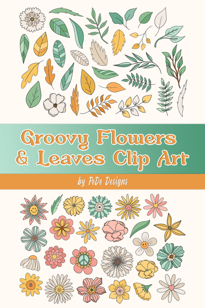 Groovy Flowers & Leaves Clip Art – MasterBundles
