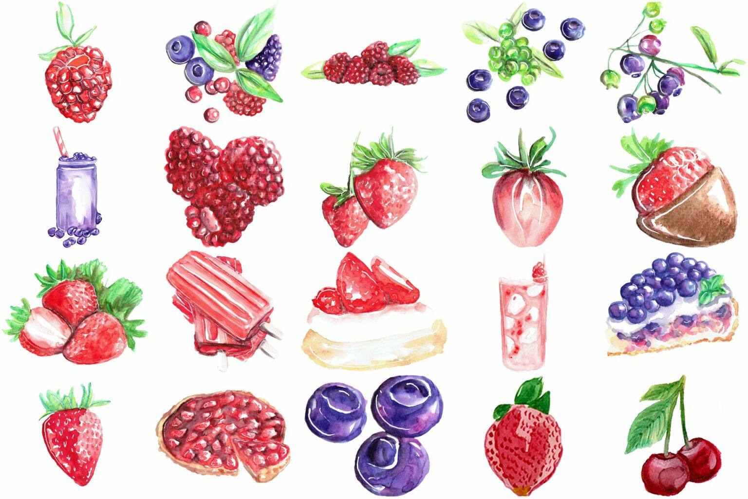 Berries! 140 Watercolor Clipart – MasterBundles