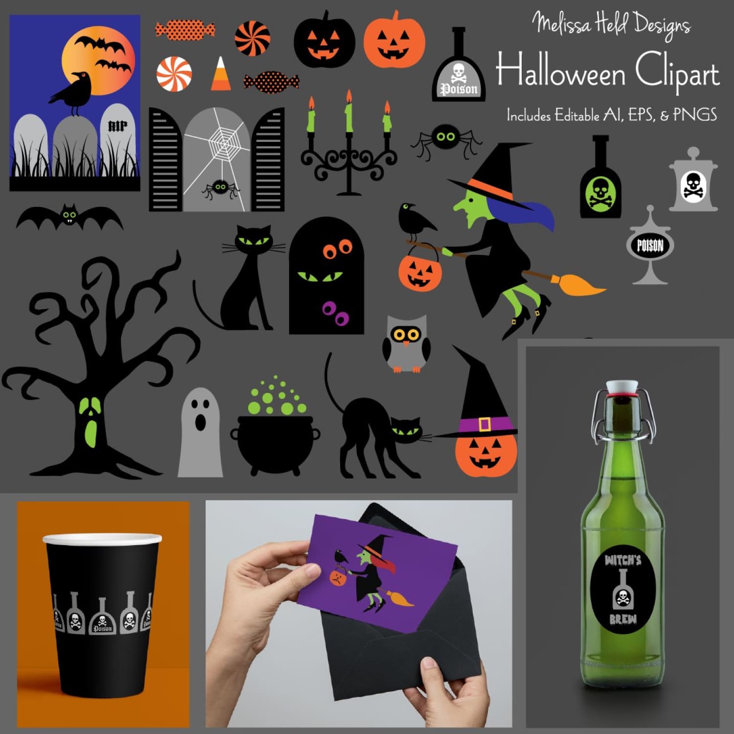 Creepy Halloween Clipart,Halloween Scary | Master Bundles