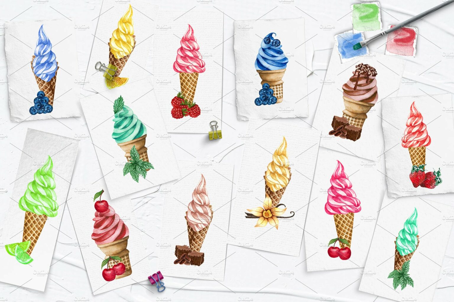 Ice Cream Watercolor Clipart – MasterBundles