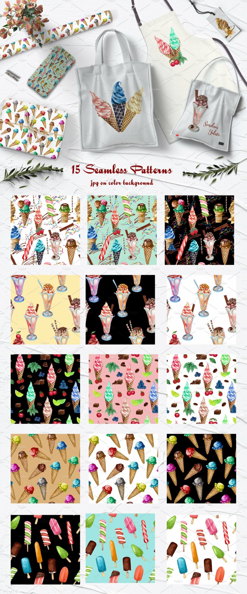 Ice Cream Watercolor Clipart – MasterBundles