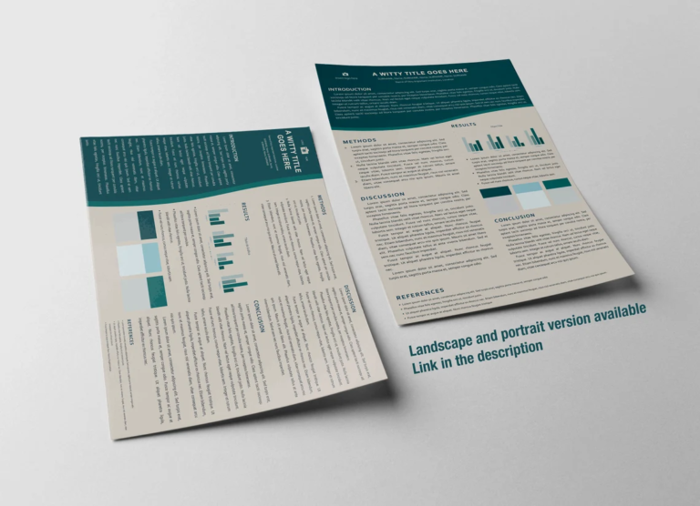 Science Poster Model In Powerpoint | Warm Blue | Horizontal – MasterBundles