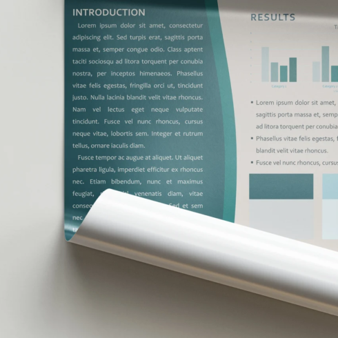 Science Poster Model In Powerpoint | Warm Blue | Horizontal | MasterBundles