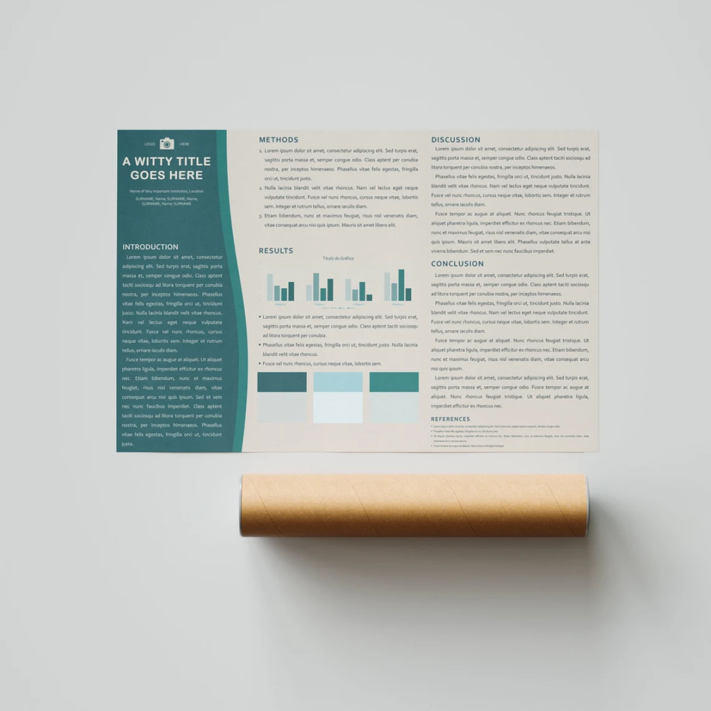 Science Poster Model In Powerpoint | Warm Blue | Horizontal – MasterBundles
