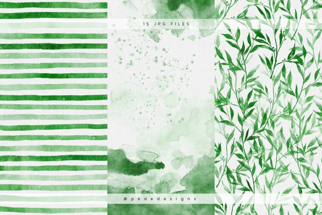 Green Watercolor Digital Papers – MasterBundles