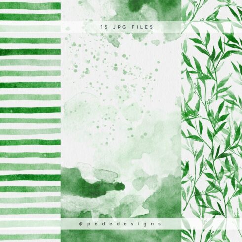 Green Watercolor Digital Papers | MasterBundles