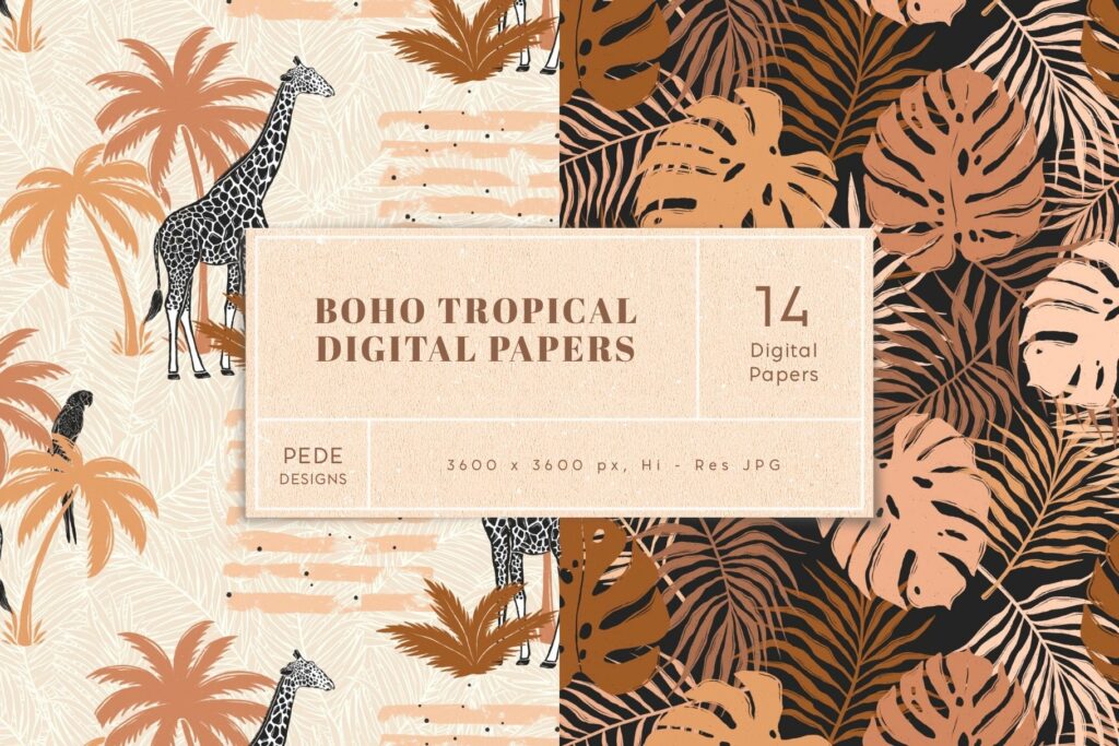 Boho Tropical Digital Papers – MasterBundles