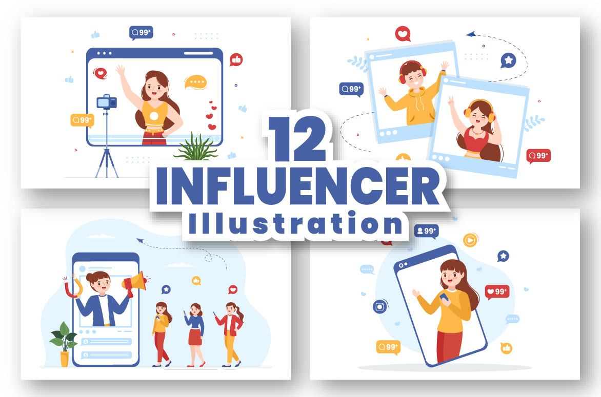 12 Celebrity Influencer Design Illustration - MasterBundles