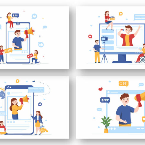 12 Celebrity Influencer Design Illustration | MasterBundles