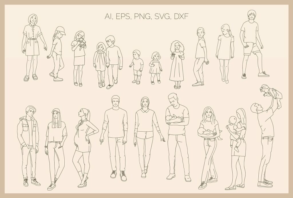 Parenthood. Line Art Family Set – MasterBundles