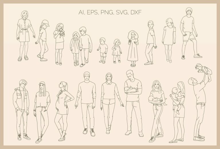 Parenthood. Line Art Family Set – MasterBundles