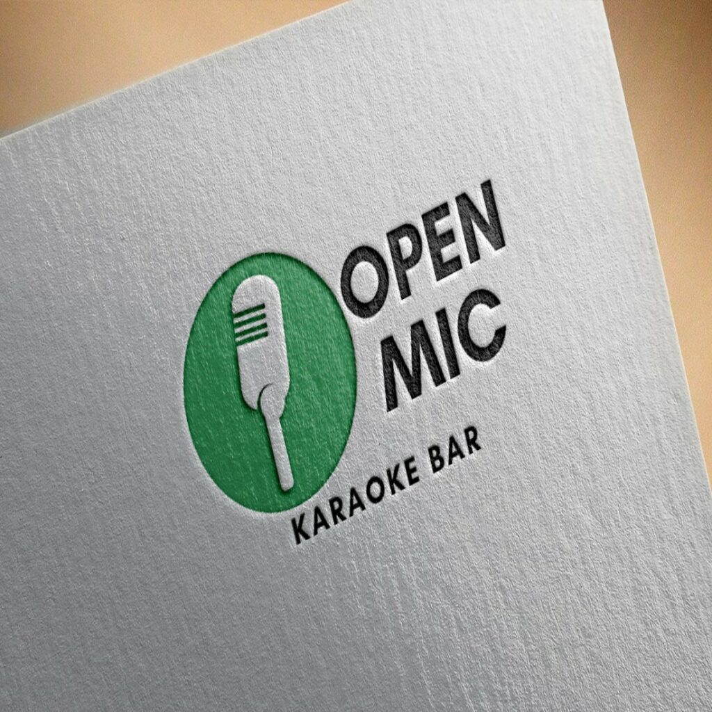 OPEN MIC karaoke bar Logo Design - MasterBundles