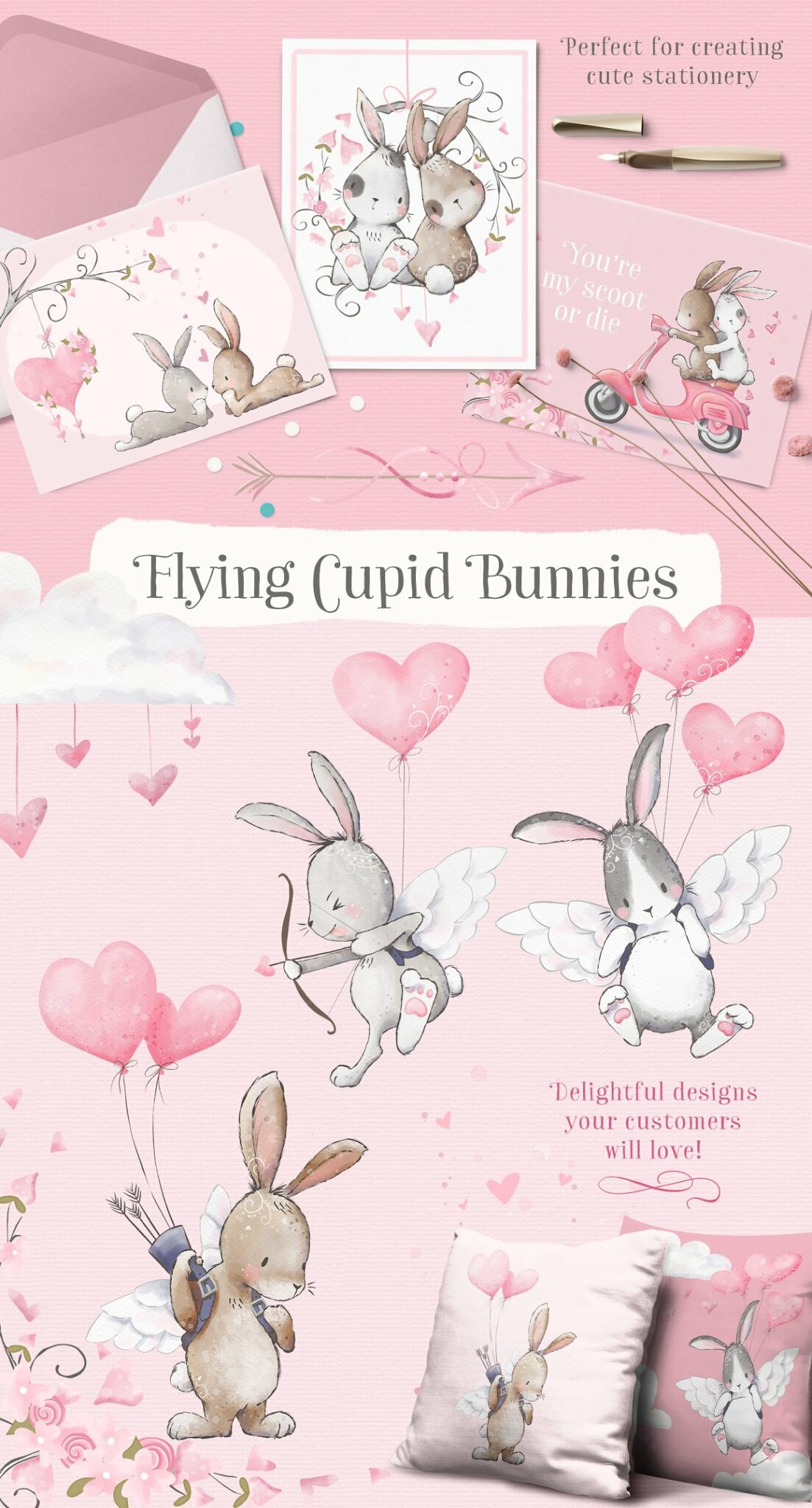 Cute Bunny Valentine's Clipart – MasterBundles
