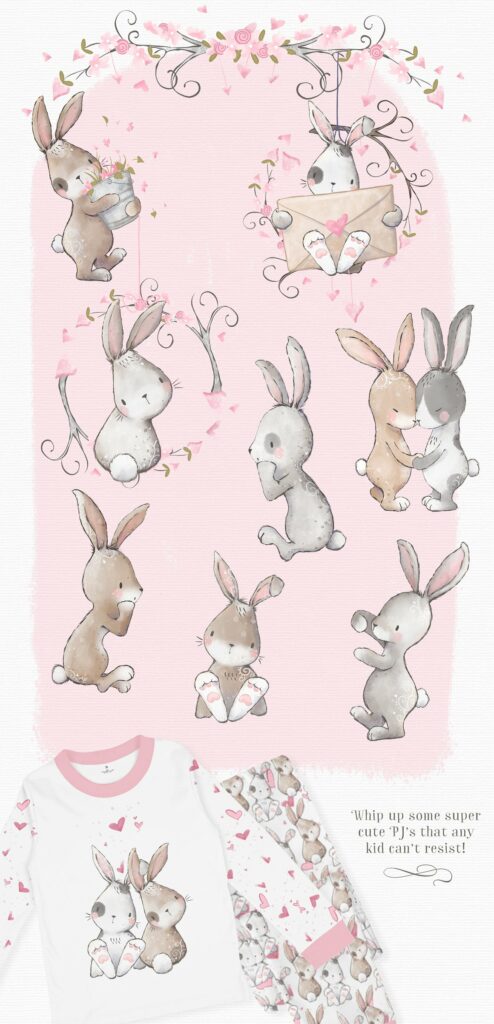 Cute Bunny Valentine's Clipart – MasterBundles