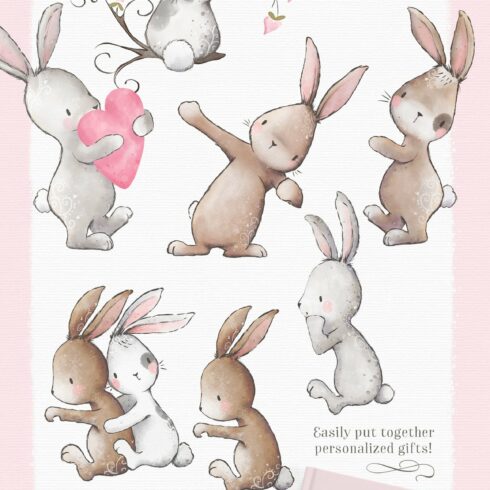 Cute Bunny Valentine's Clipart – MasterBundles