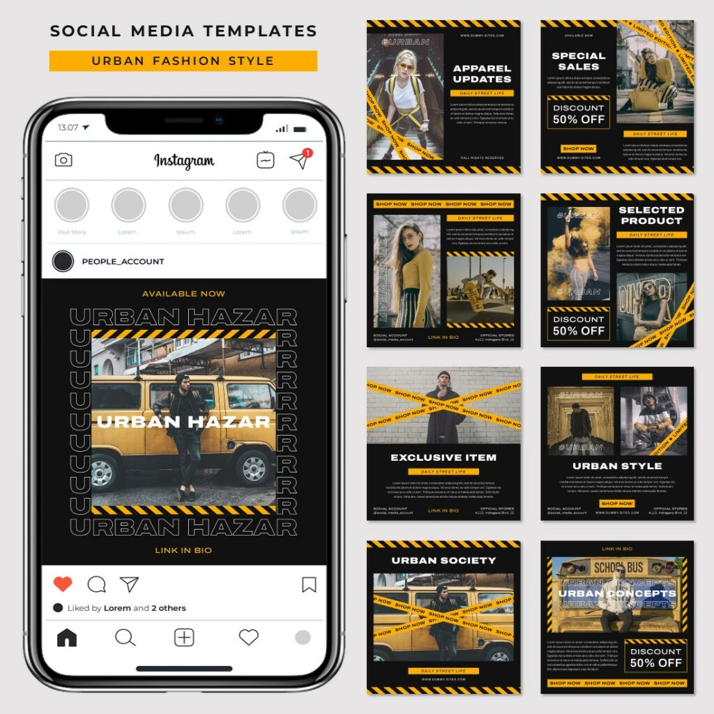 Street Fashion Style Social Media Post Templates - MasterBundles