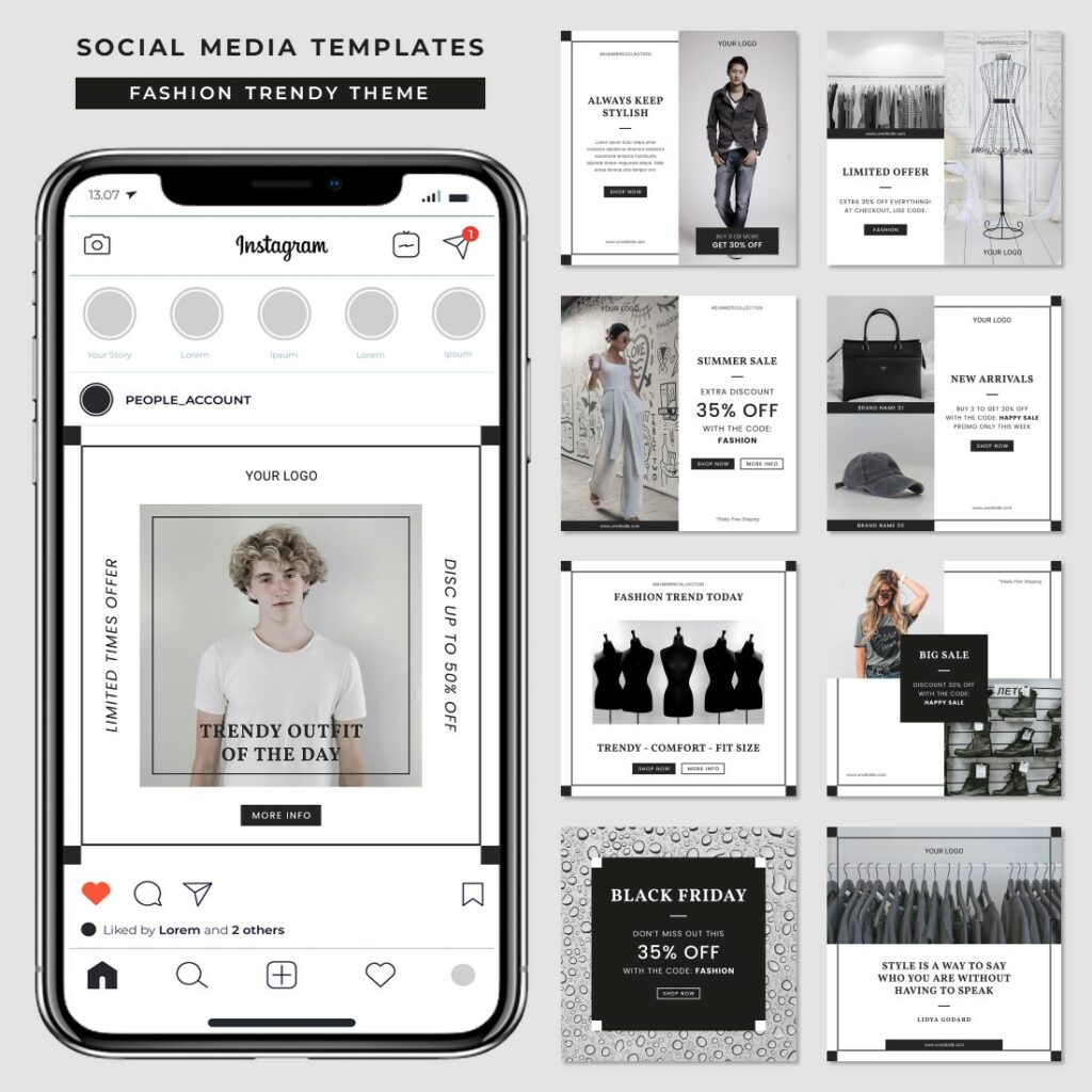 Fashion Trendy Social Media Post Templates - Only $8 - MasterBundles
