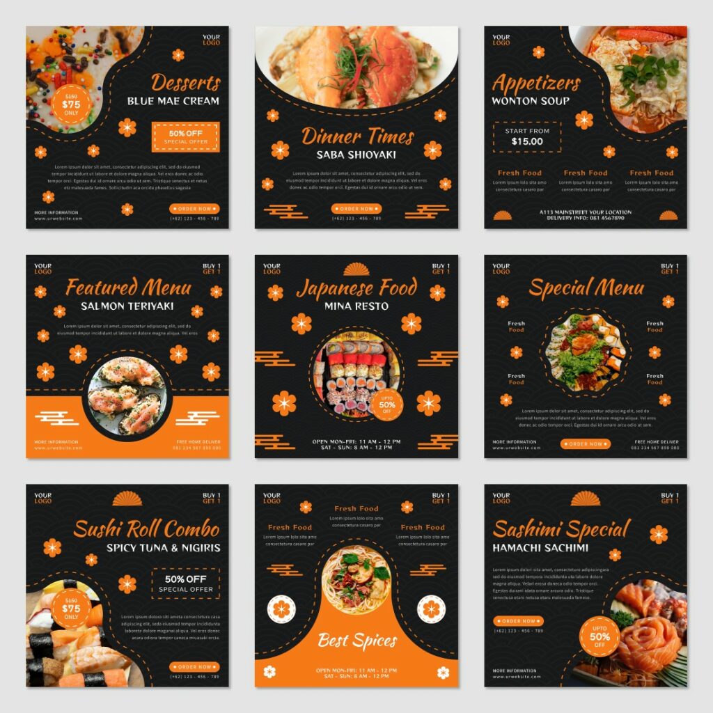 Japanese Culinary Food Social Media Post Templates - Only $8 ...
