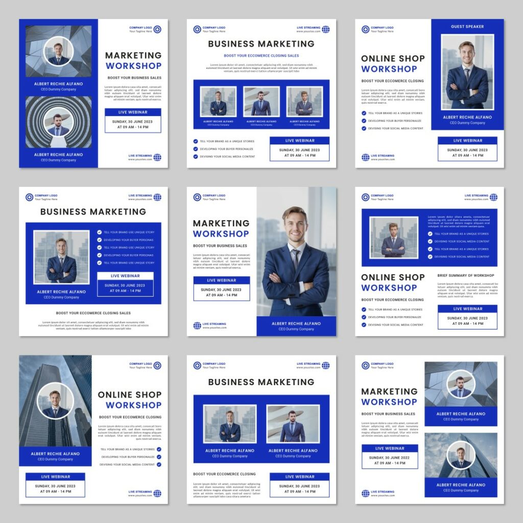 Set Of Business & Marketing Social Media Post Templates- Only $8 ...