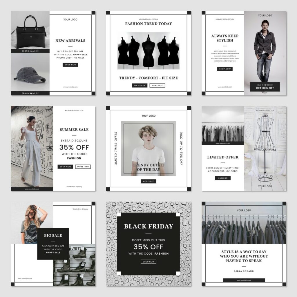 Fashion Trendy Social Media Post Templates - Only $8 - MasterBundles
